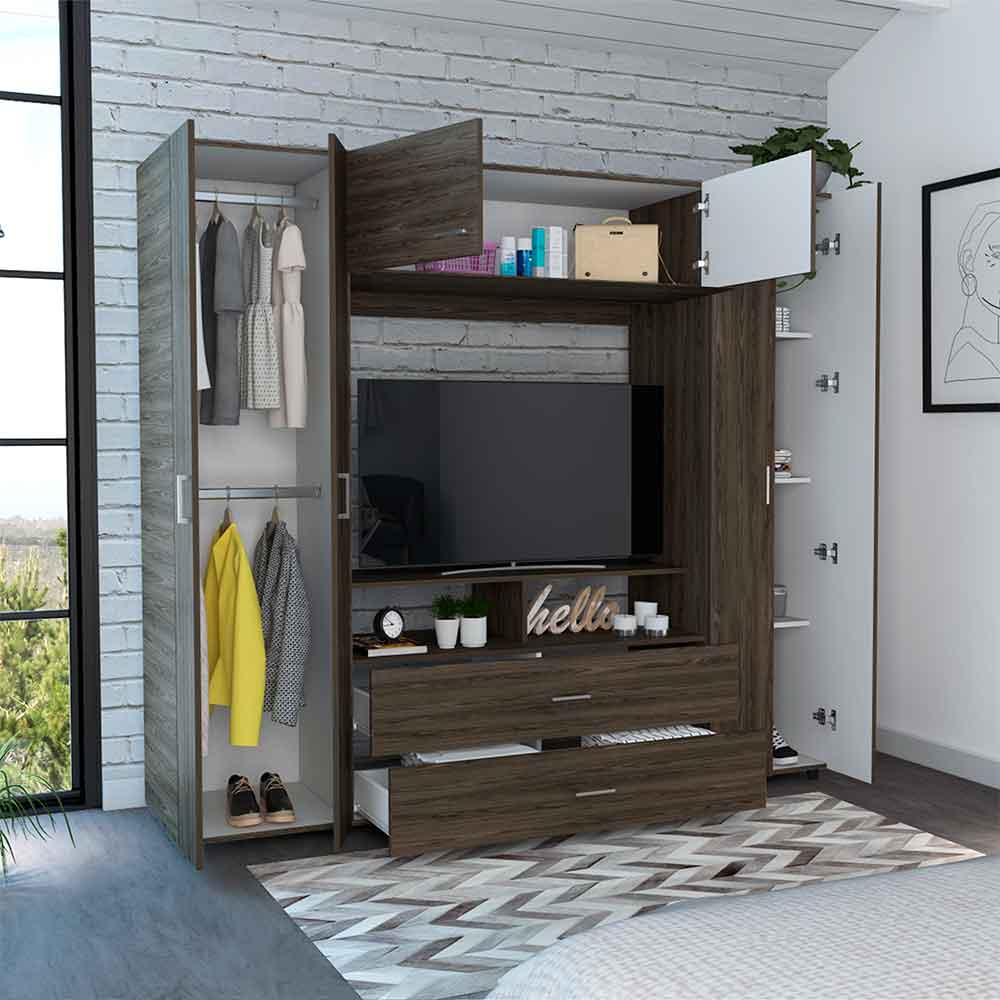 Ropero Manila 6 Puertas 2 Cajones 3 Repisas Melamina Color Madera Tv 46 ...