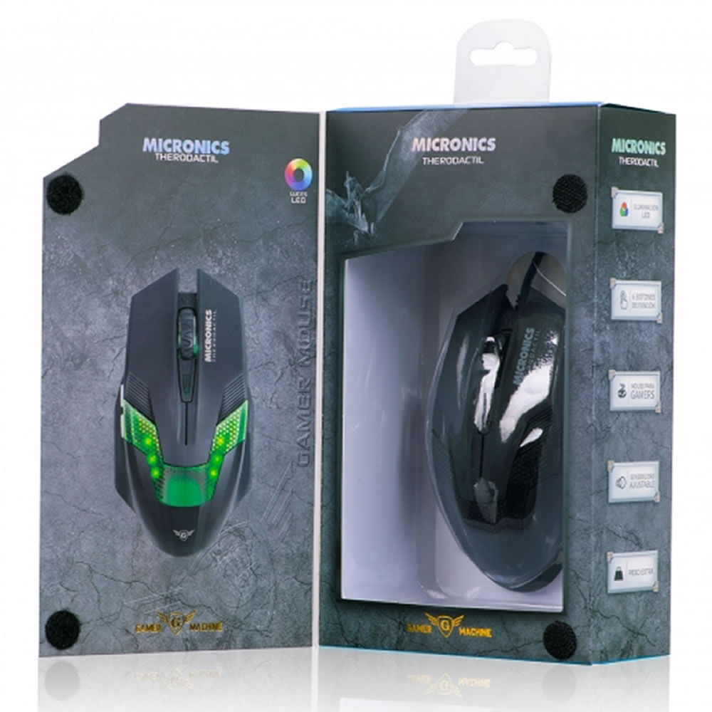 Mouse Gamer Micronics Therodactil Negro - Real Plaza