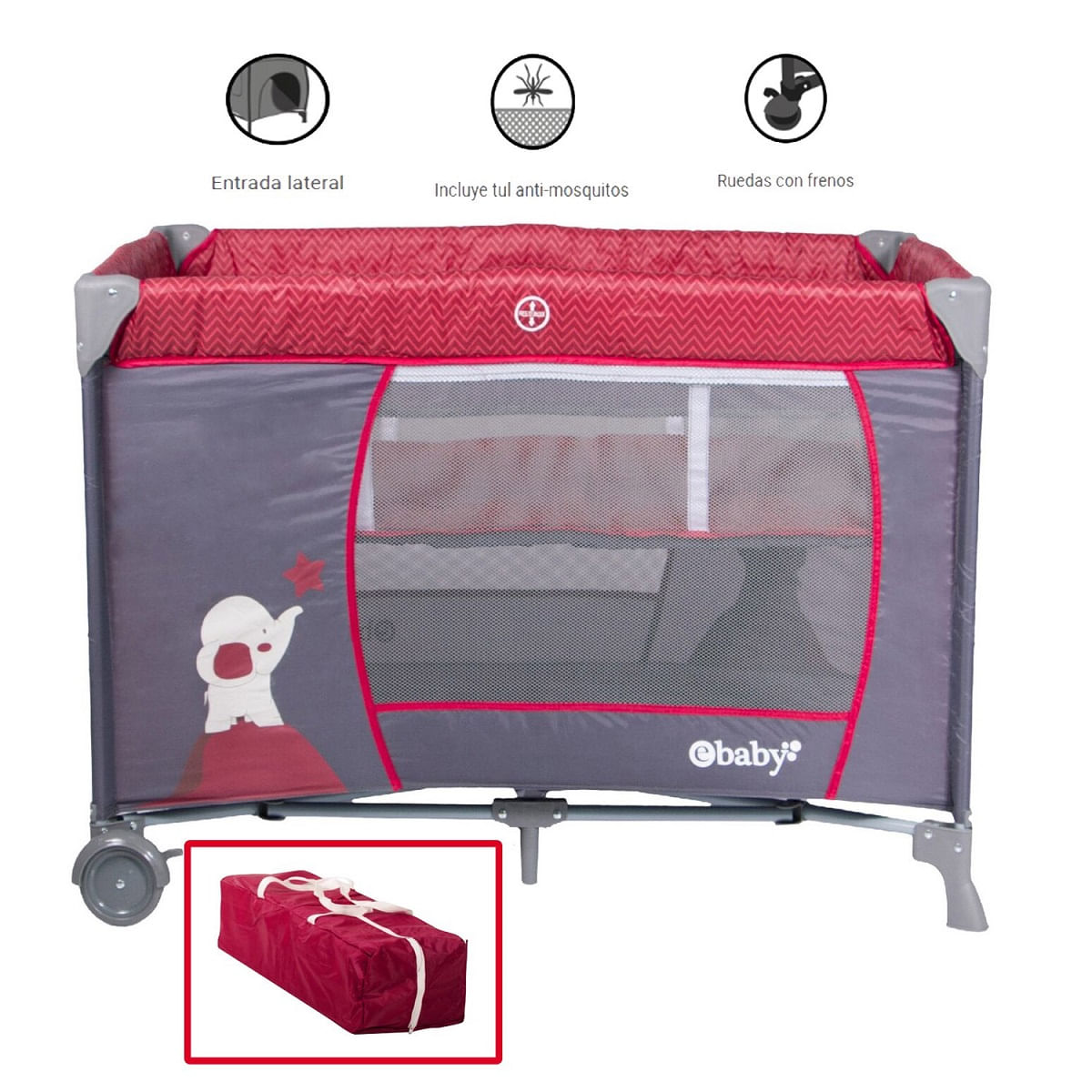 Cuna Corral Happy Dream Rojo - Real Plaza