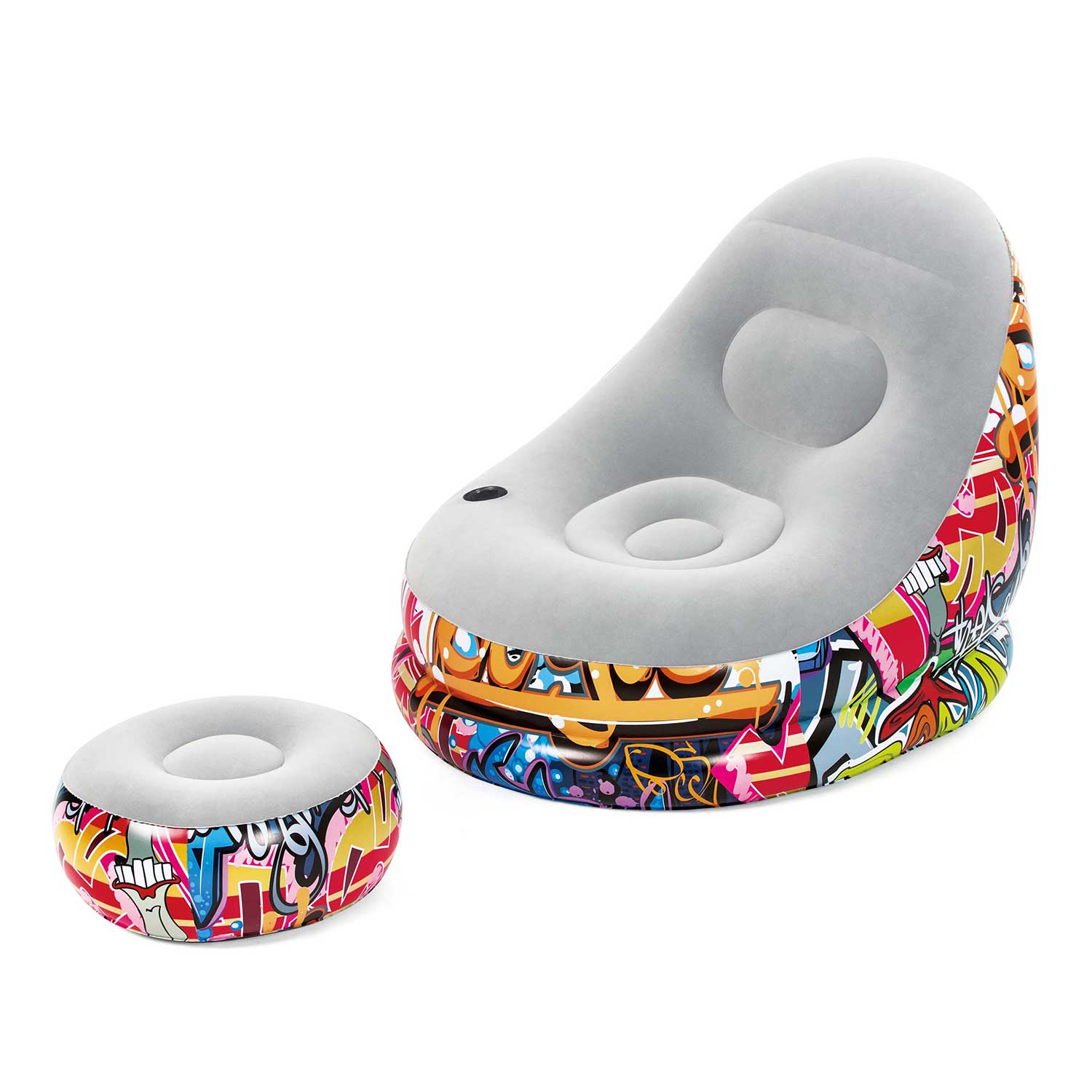 Sillón inflable con Ottoman Grafiti 121cm - Real Plaza