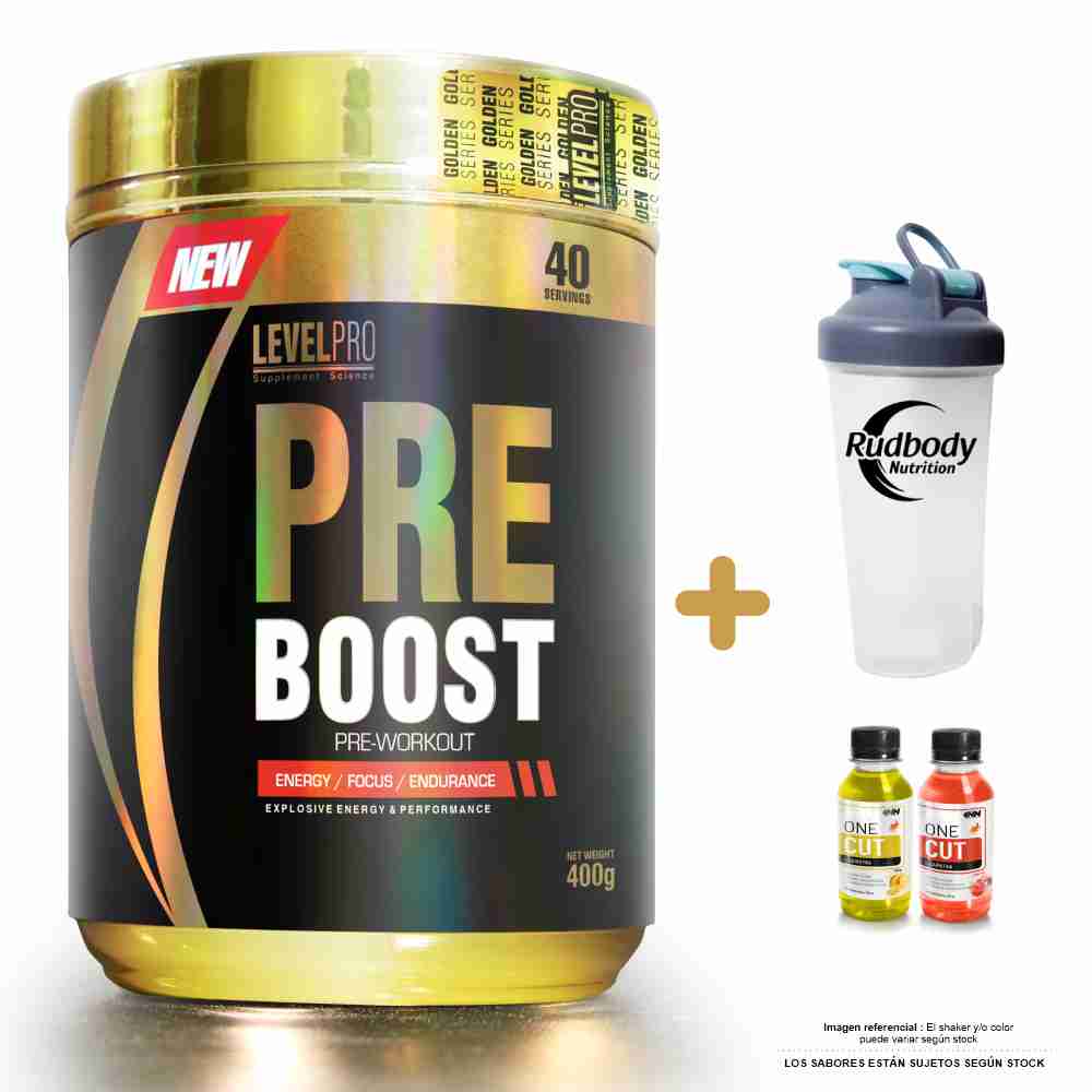 Pre Entreno Level Pro Pre Boost 400gr Fruit Punch + Shaker - Real Plaza