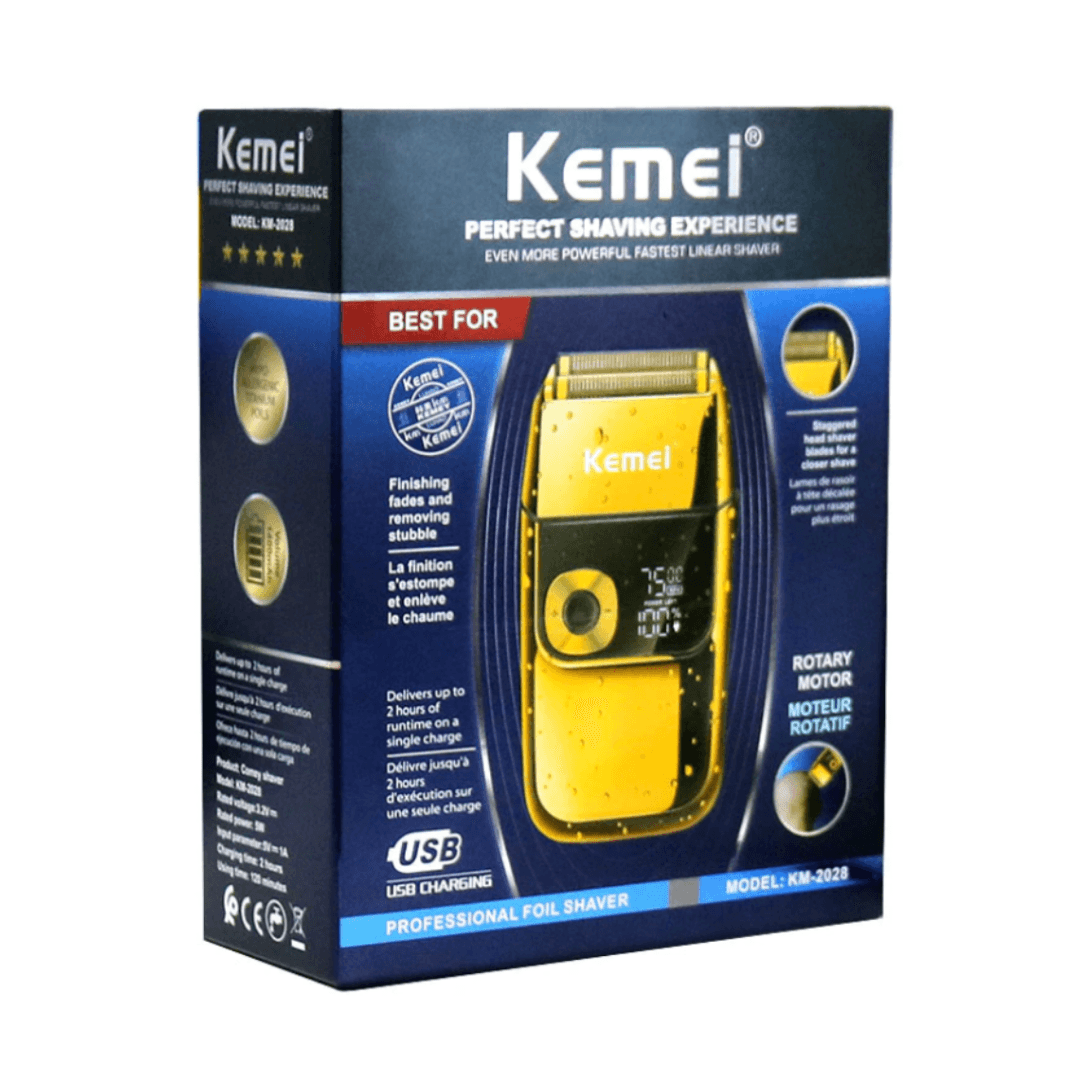 Afeitadora Rasuradora Shaver Profesional Kemei KM-2028 (PLATEADO) - Real Plaza