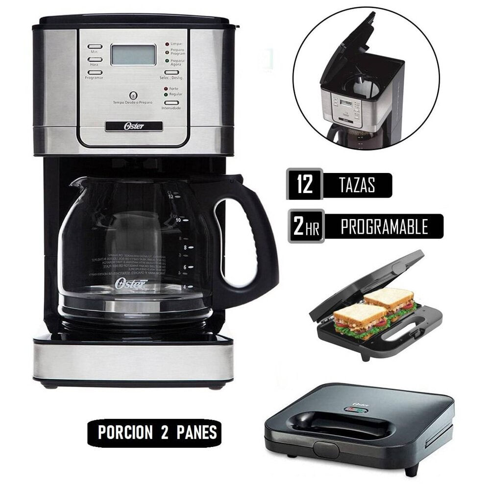 Cafetera 12 Tazas + Sanguchera 2 panes Oster cafetra12+sangu - Real Plaza