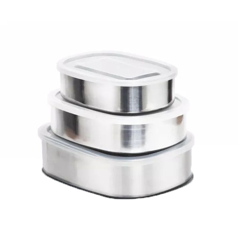 Set de 3 Mini Bolws de Acero Inoxidable con tapa Protect fresh box ...