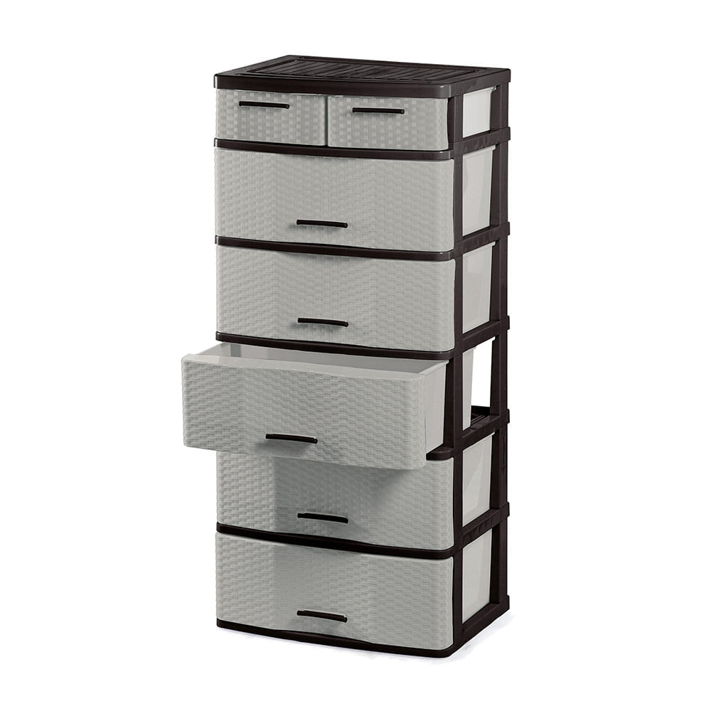 Cómoda Comodina Mimbre Ratán #6 Marrón Beige - Real Plaza