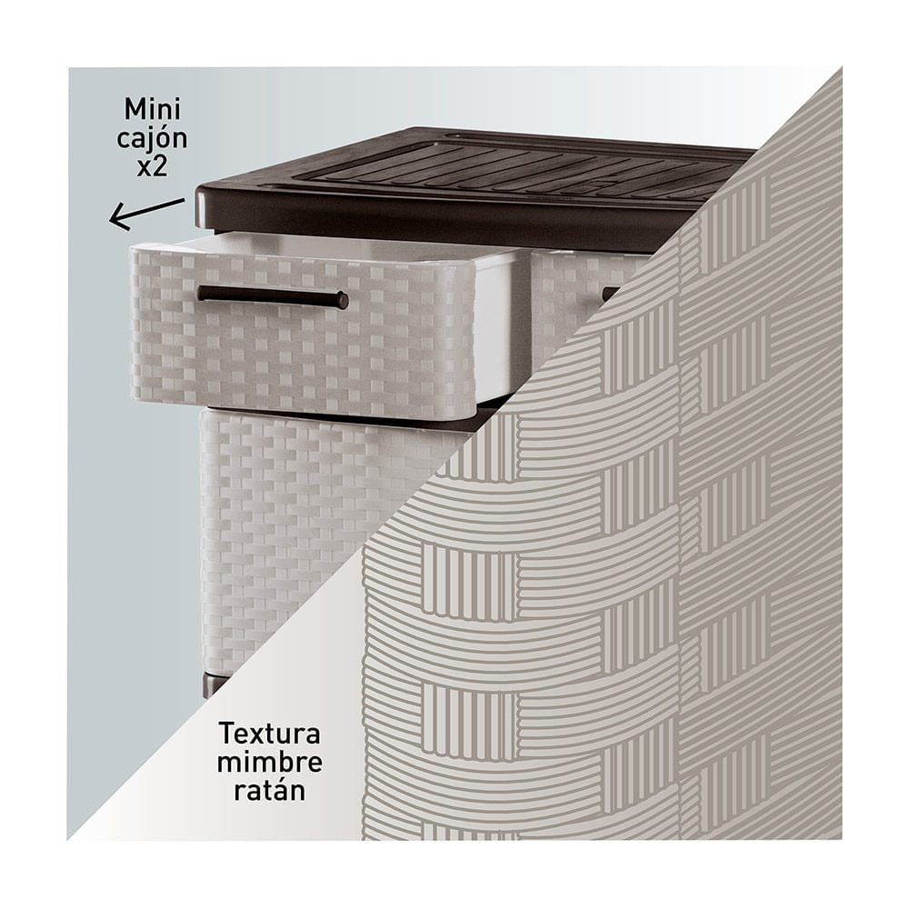 Cómoda Comodina Mimbre Ratán #5 Marrón Beige - Real Plaza