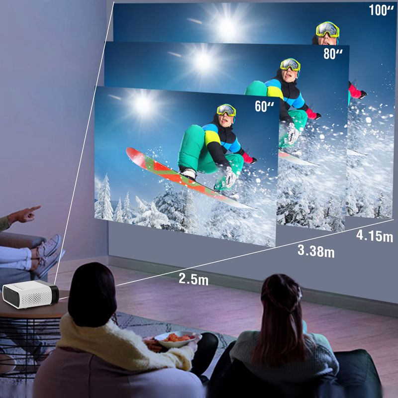 Mini proyector LED LCD GX100 Tomtop V10312W2-US Blanco - Real Plaza