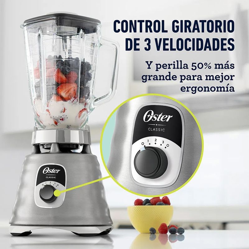 Licuadora clásica Oster BLST4655Z con Perilla Ergonómica de 3 Velocidades Gris - Real Plaza