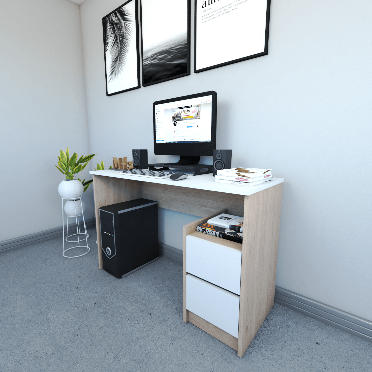 Escritorio Adelaida Color Rovere y Blanco Muebles&Estilos Muebles de ...