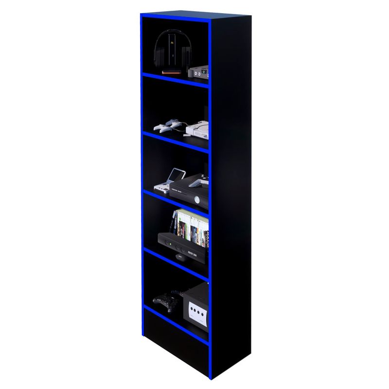 Estante Gamer NR01 177×52 5 Repisas Movenda Muebles Negro con Azul ...