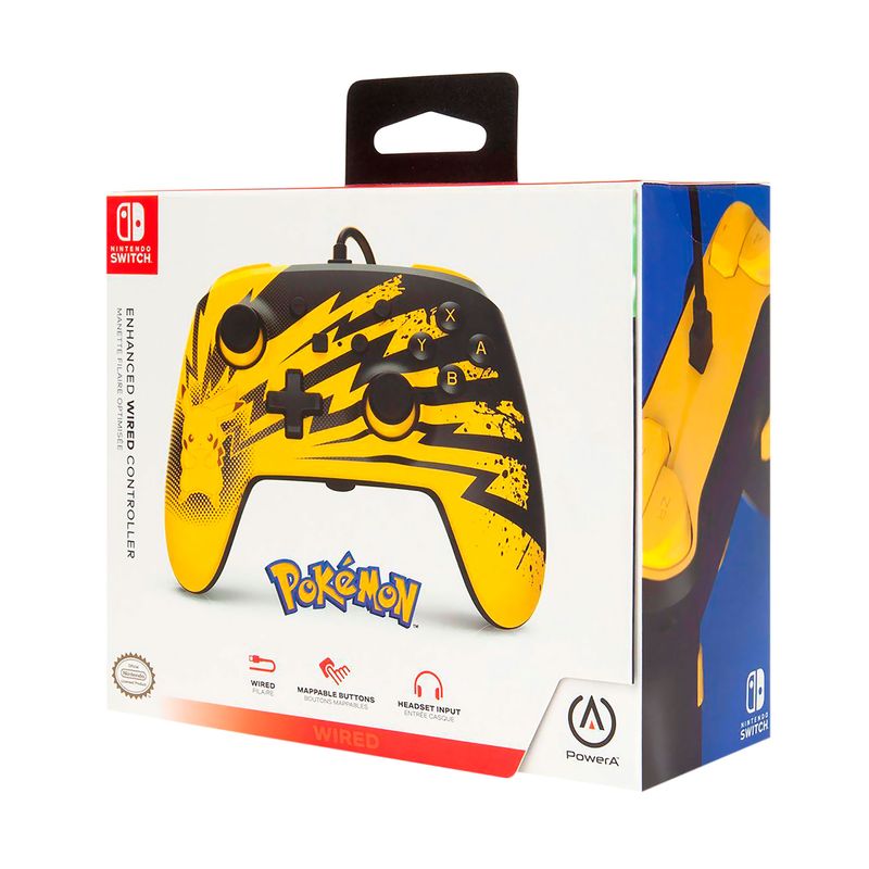 Mando Pro Controller Nintendo Switch Alámbrico PowerA Pikachu3 - Real Plaza