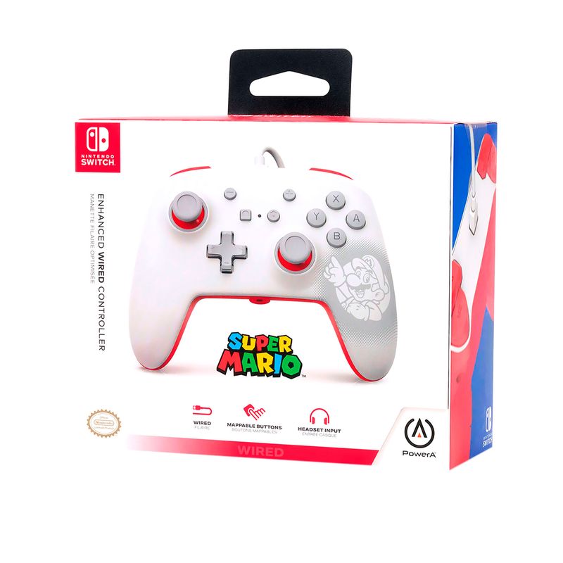 Mando Pro Controller Nintendo Switch Alámbrico PowerA Mario - Real Plaza