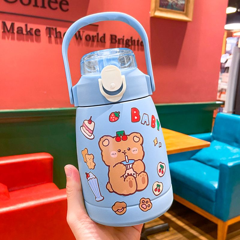 Termo Tomatodo Kawaii con Sticker 1000 ml Celeste - Real Plaza