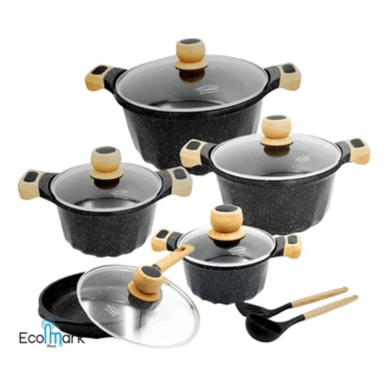Set de Ollas Valeska Roca Volcánica Granito 12 Pc - Real Plaza