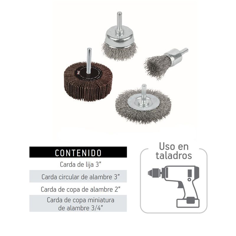 Juego De Escobilla Circular Aksi Para Taladro - 4 Piezas - Real Plaza Juego De Escobilla Circular Aksi Para Taladro - 4 Piezas - Real Plaza