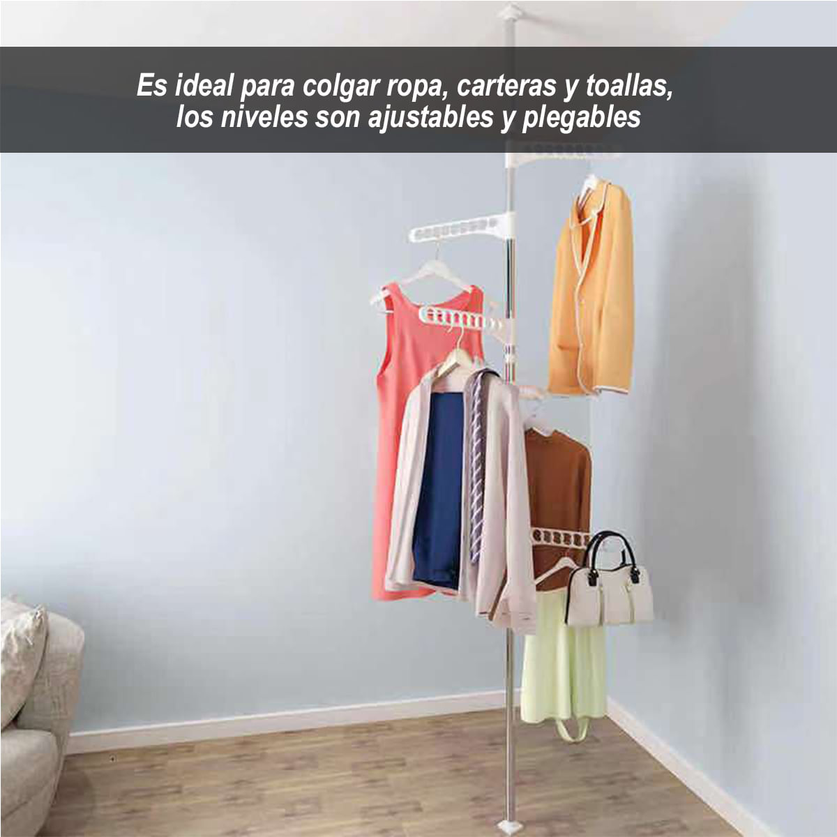 Perchero Plegable de 4N ajustable de Suelo y Mini Plancha Portátil Rosa ...