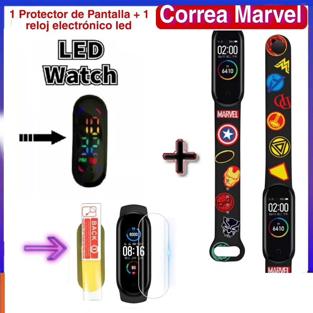 Correa Avenger + Reloj Electronico Led + 1 Protector de Pantalla para ...