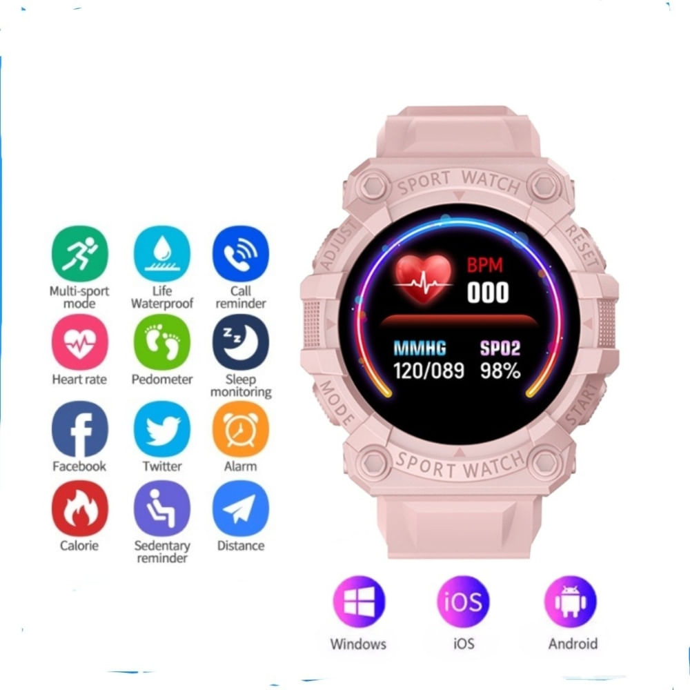 SmartWatch FD68 Reloj Inteligente Rosa Pantalla redonda Tactil - Real Plaza