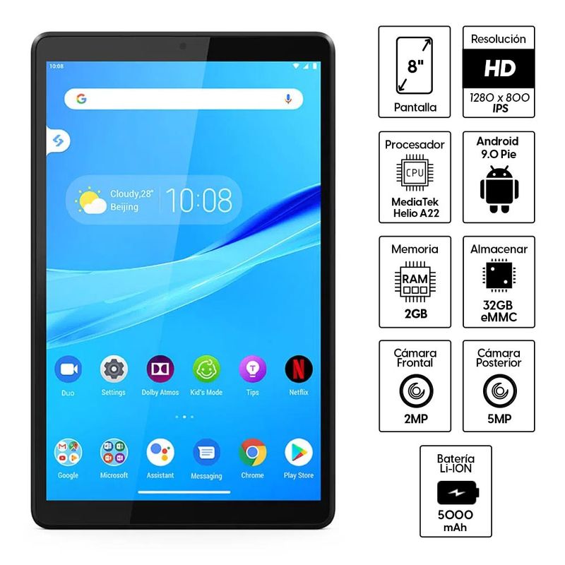 Tablet Lenovo TAB M8 HD 2da Gen 8", 32GB, 2GB ram + Estuche para tablet ...