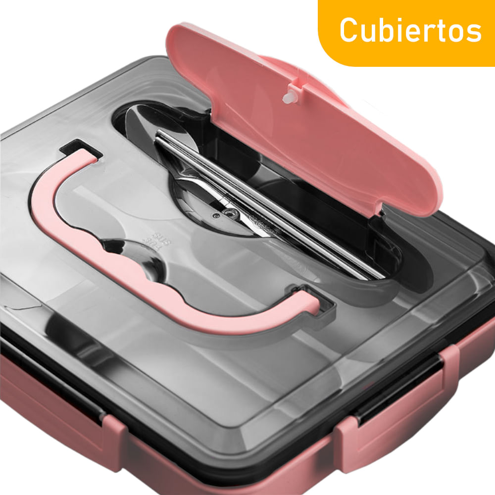 Lonchera Táper de Comida y Alimentos 5 Divisiones con Asa + Cubiertos ...