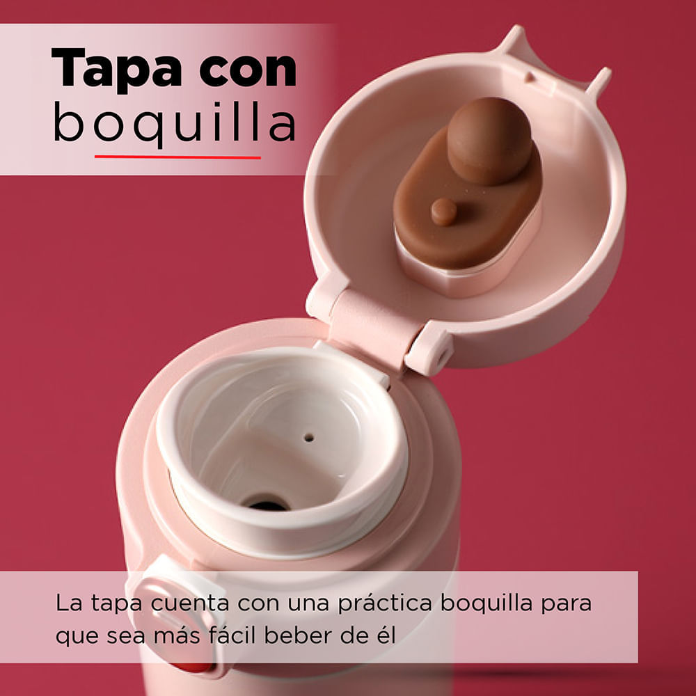 Termo spring buckle cover rosa 420 ml - Miniso - Real Plaza