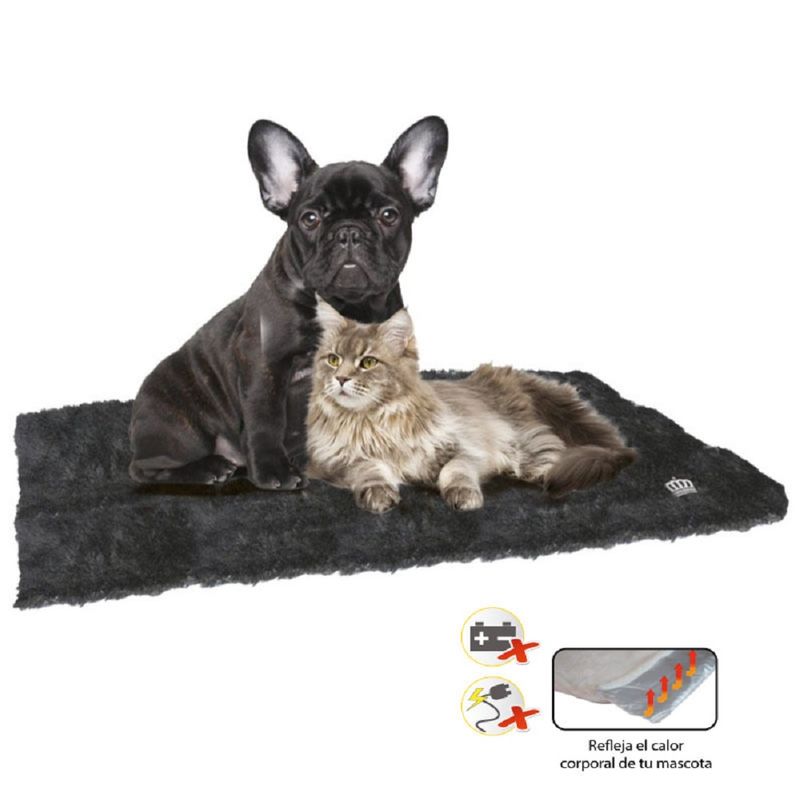 Tapete para Perros y Gatos Peludo con Autocalentamiento - Negro Grande ...
