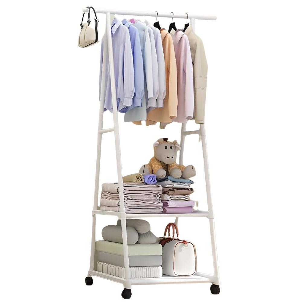 Estante Colgador con Perchero Exhibidor de Ropa Blanco - Real Plaza