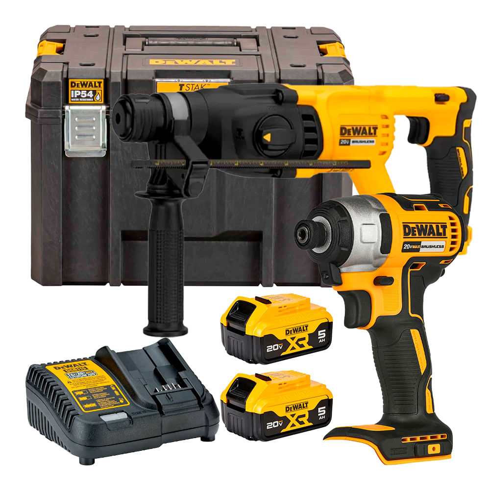 Combo Rotomartillo + Impacto Dewalt 20v DCK260D1P1T - Real Plaza
