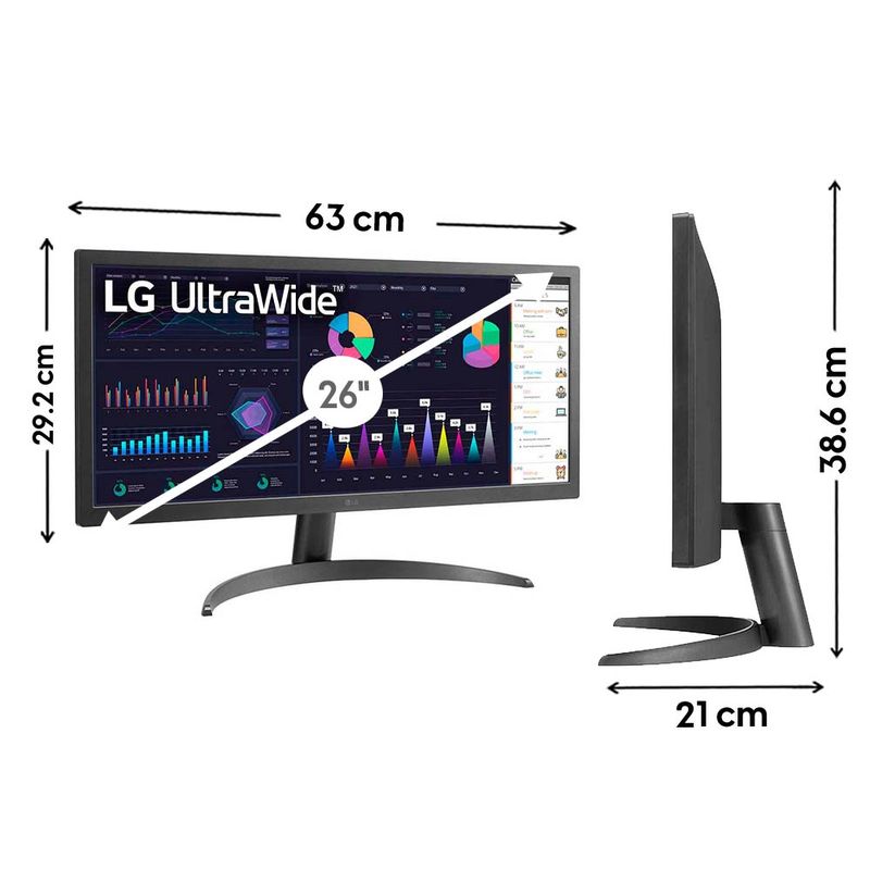 Monitor plano 25.7" LG UltraWide 26WQ500-B Panel IPS, Full HD, 5ms, 75 ...