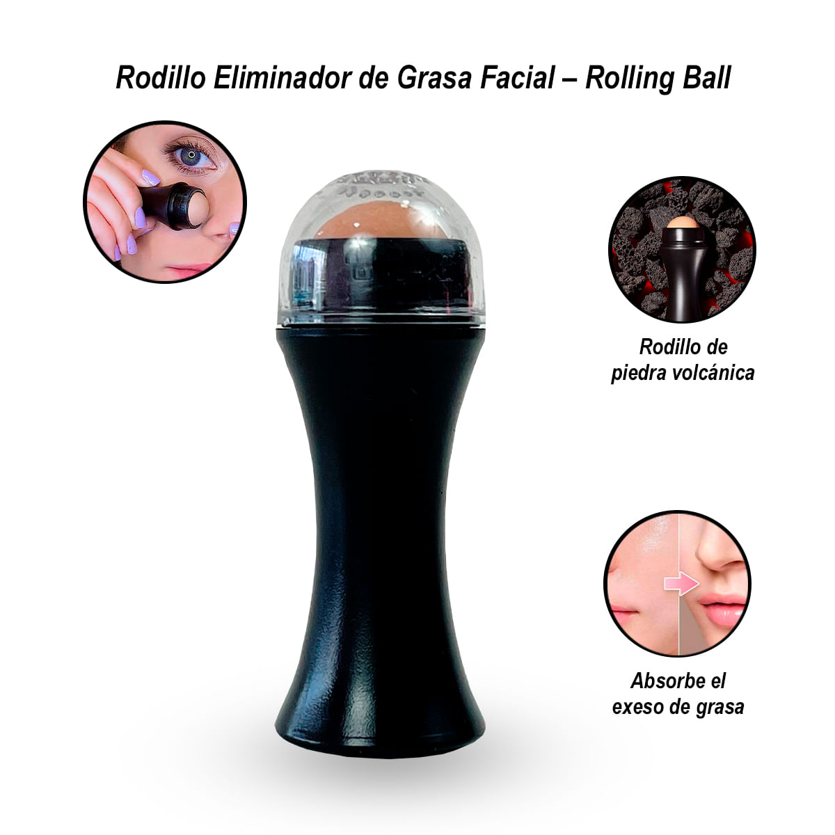 Rodillo Eliminador de Grasa Facial – Rolling Ball Multicolor - Real Plaza