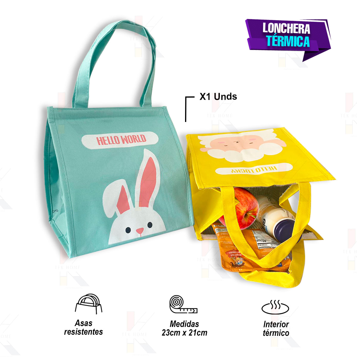 Lonchera Térmica Impermeable con adhesivo Diseños Kawai 23cm x 20cm ...