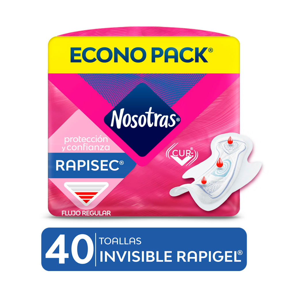 Pack x4 Toallas Higiénicas Nosotras Invisible Rapigel 40 un - Real Plaza