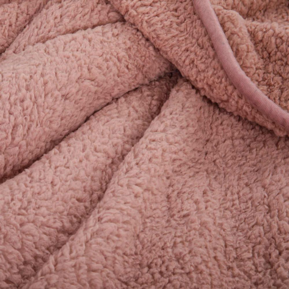 Frazada Borde Sherpa Rosa 2 Plazas 100% poliéster - Real Plaza