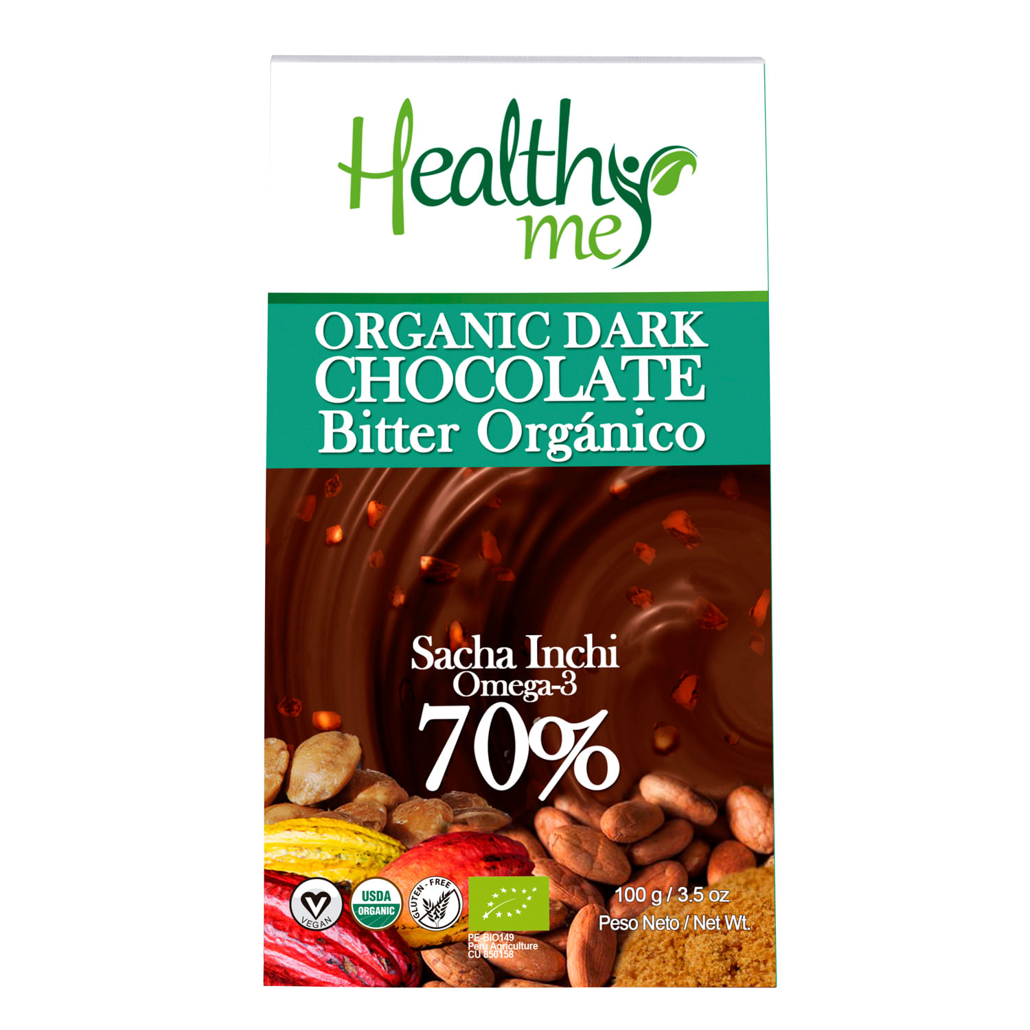 Chocolate 70% Dark con Sacha Inchi Healthy Me x 100 GR - Real Plaza