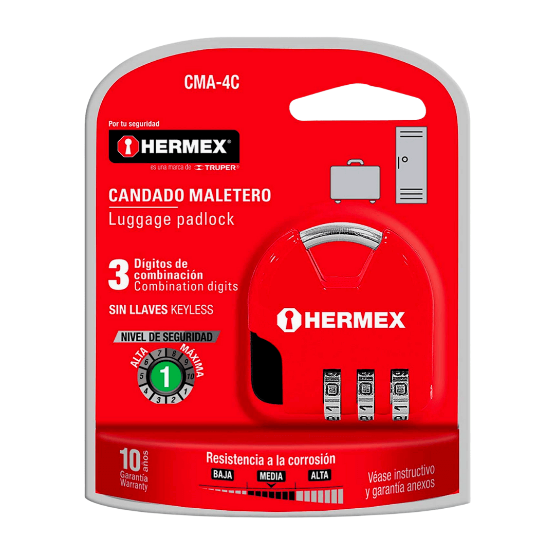 Candado Maletero Combinación 3 Dígitos Hermex 36mm CMA-4C - Real Plaza