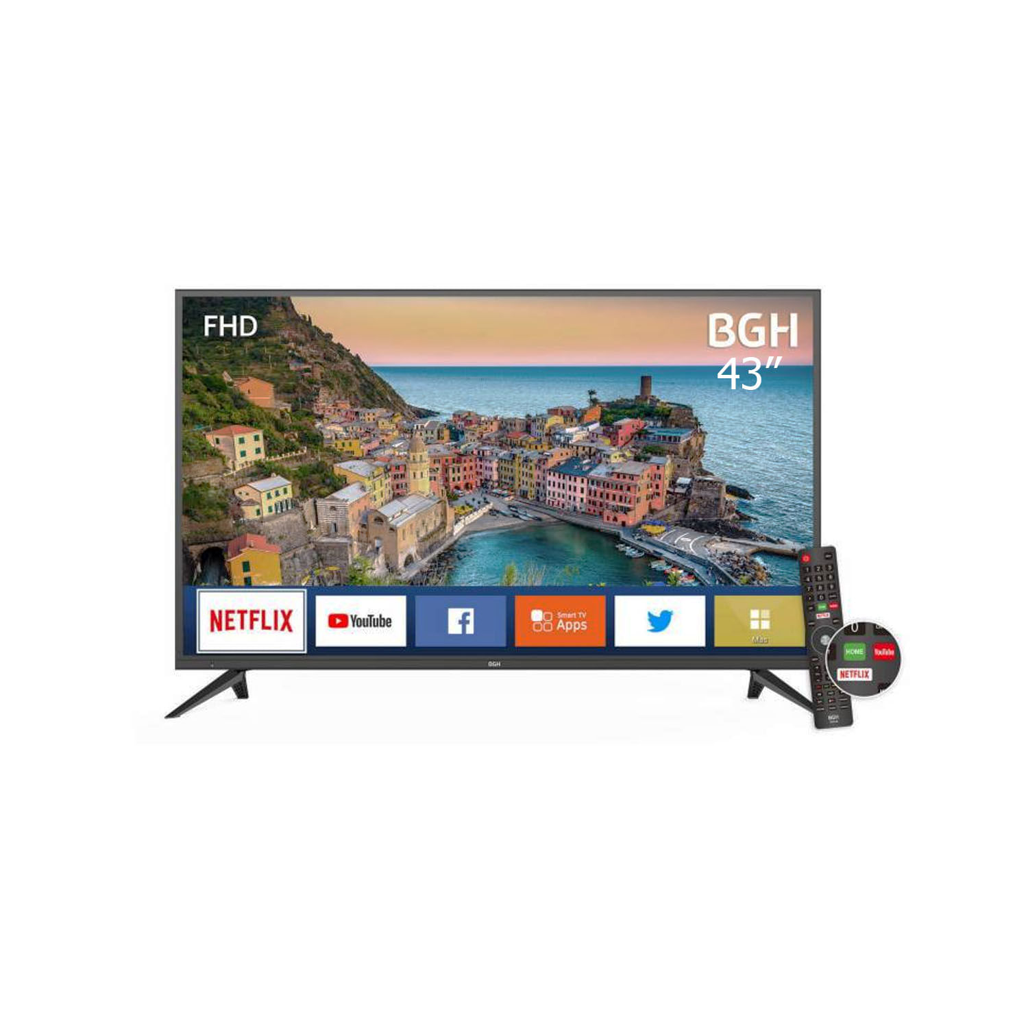 Televisor BGH 43" Full HD Smart TV B4319FK5IC Color Negro - Real Plaza