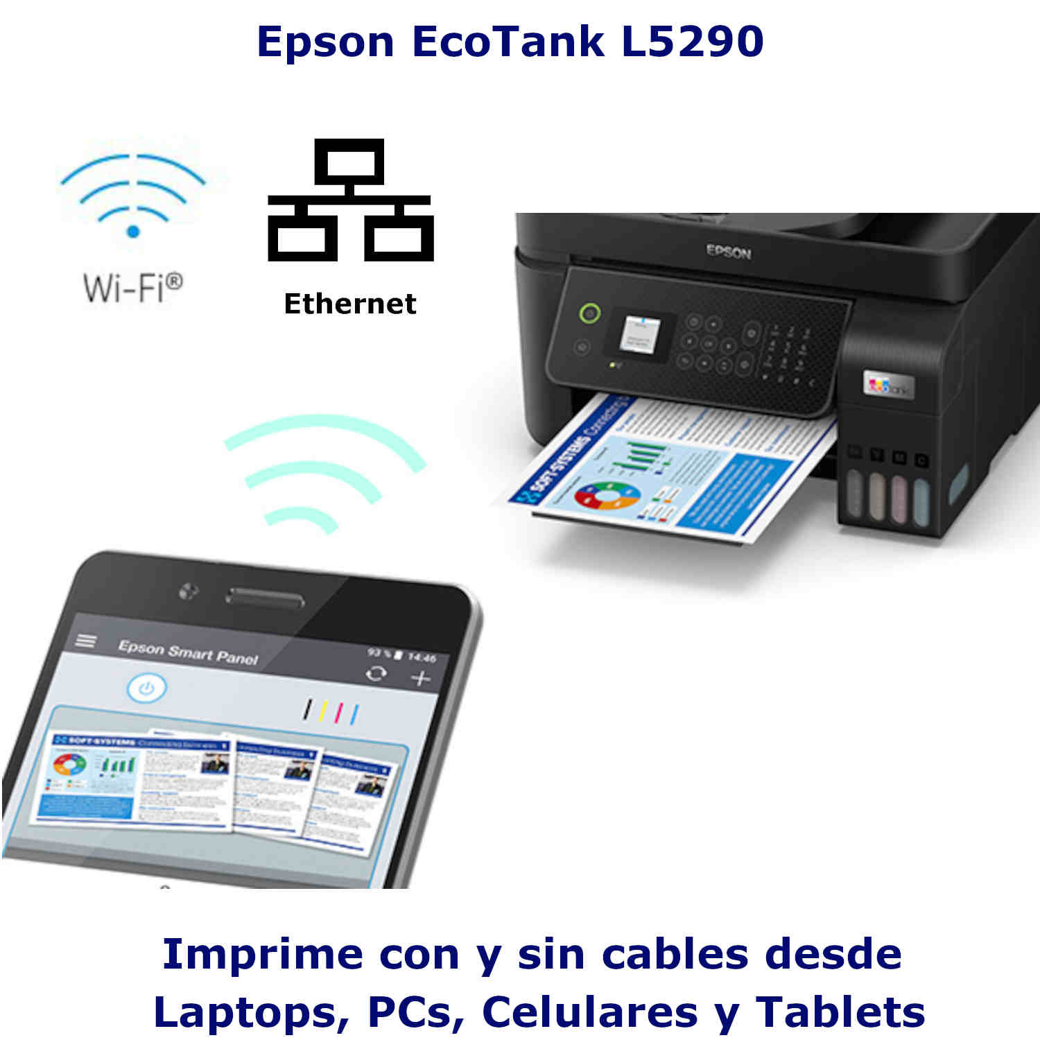 Impresora Multifuncional Epson EcoTank L5290 Imprime Escanea ADF WiFi ...