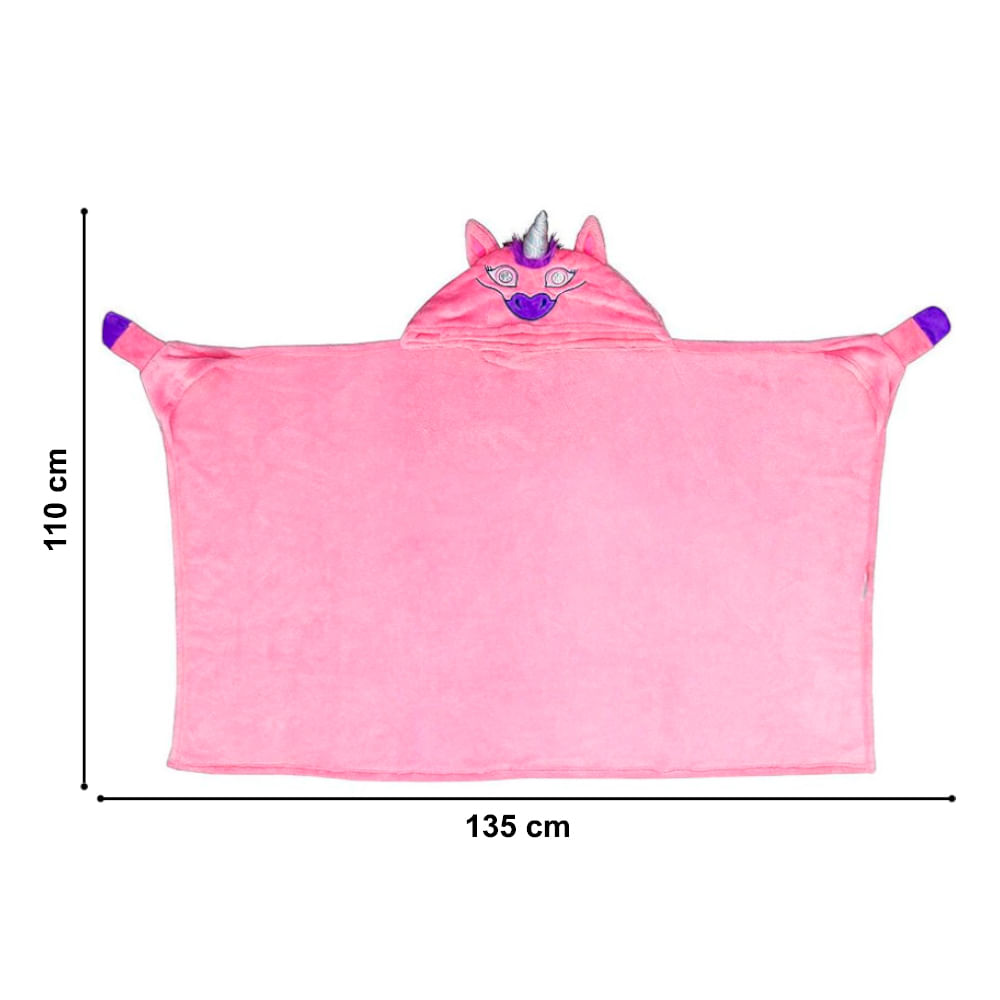 Manta Abrigo con Capucha con Luces LED Unicornio Rosado MD - Real Plaza