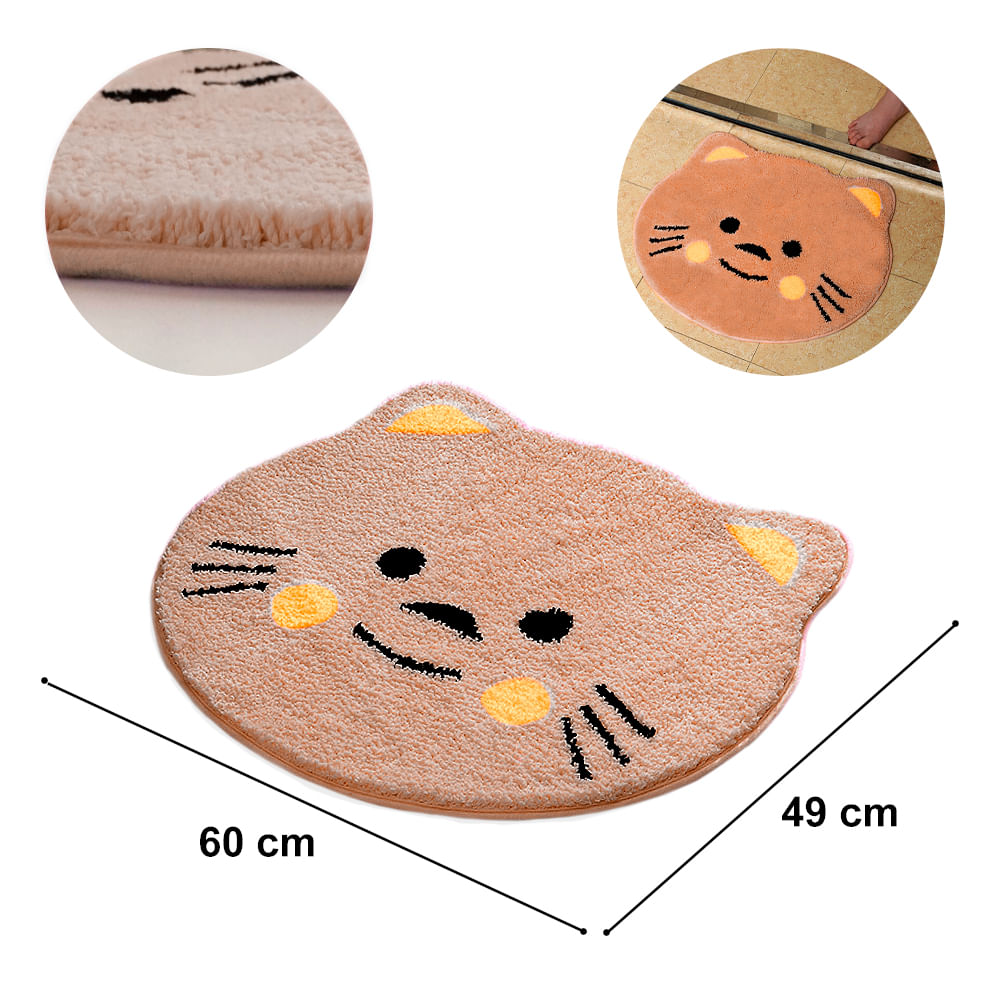 Alfombra Para Piso Absorbente Antideslizante Modelo Gato Beige - Real Plaza