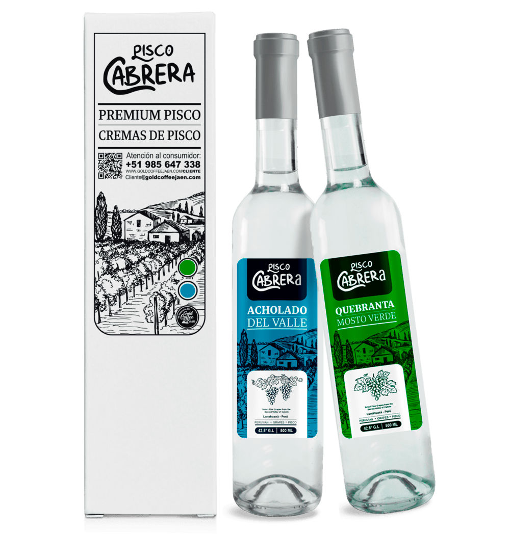 Pack Duo Pisco Cabrera Premium Acholado, Quebranta Del Valle 500ml ...