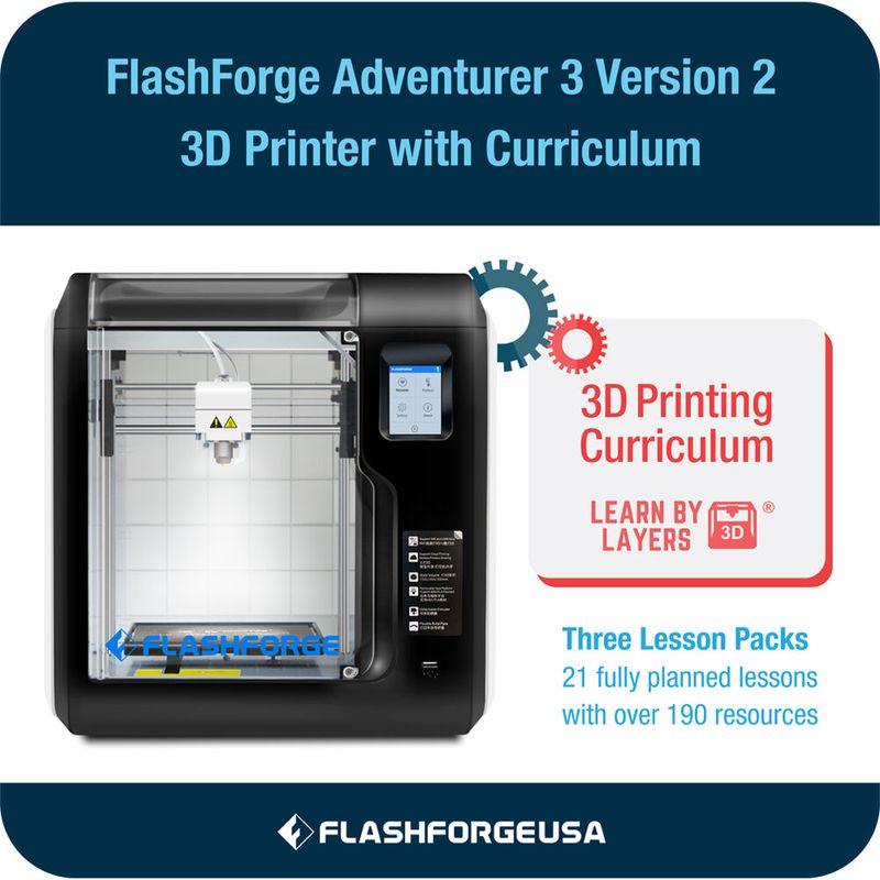 Impresora 3D de FlashForge Adventurer 3 con plan de estudios (versión 2 ...