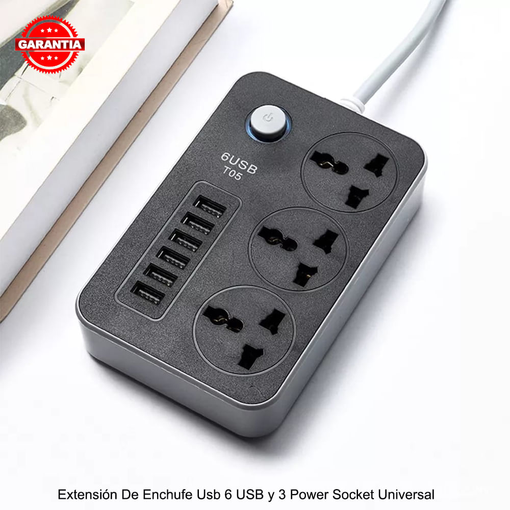 Extensión De Enchufe Sofisticado 6 USB 3 Power Socket Tomacorriente Universal Easy&Home - Real Plaza