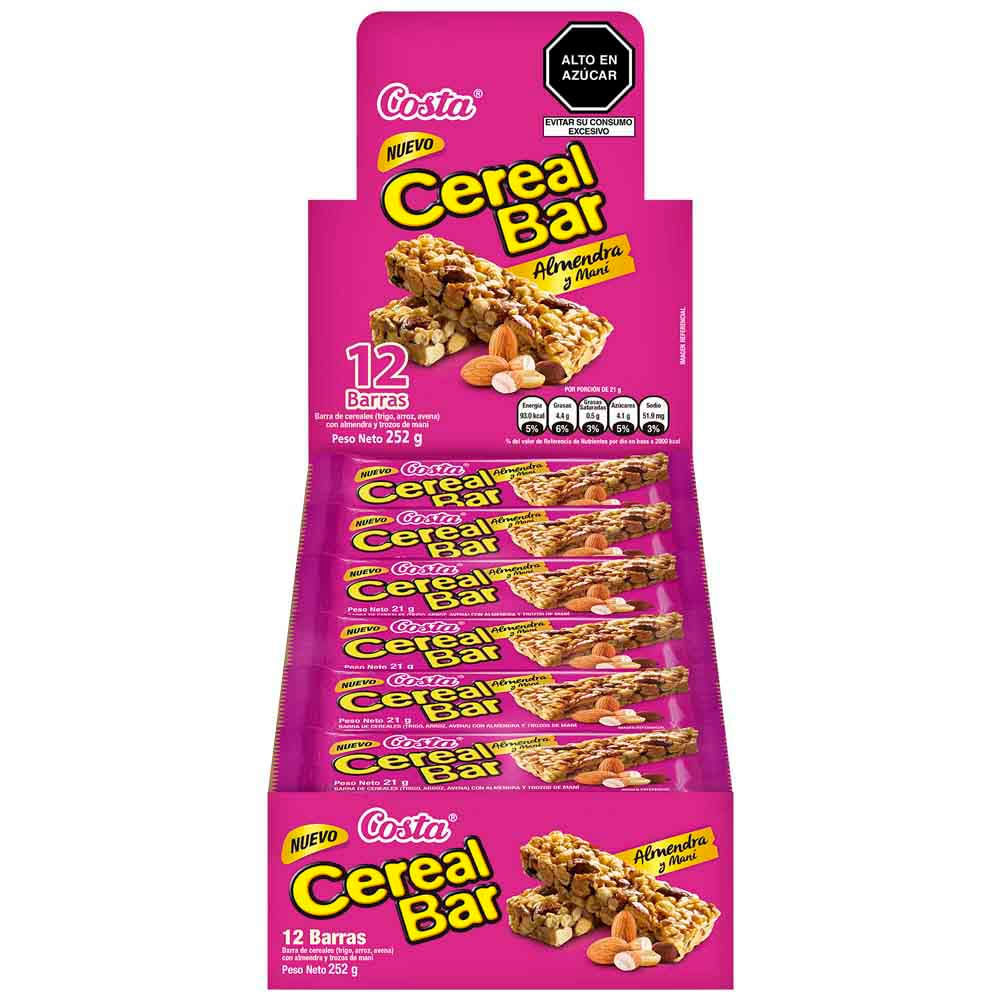 Barra de Cereal COSTA Cereal Bar Almendra y Maní Paquete 12un - Real Plaza