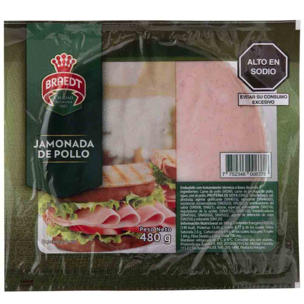 Jamonada de Pollo BRAEDT Paquete 480g - Real Plaza