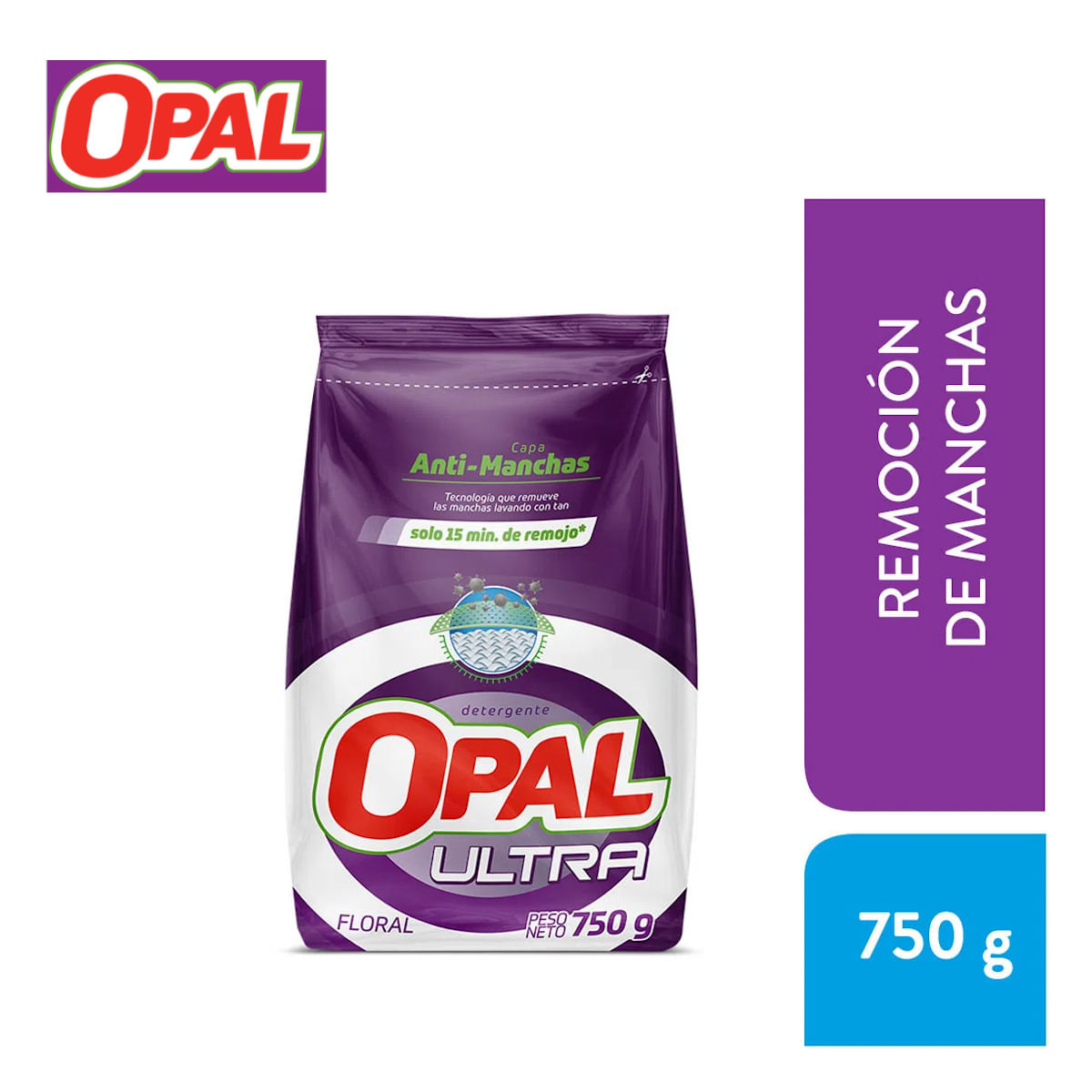 Detergente en Polvo Opal Ultra 750gr Anti-Manchas - Real Plaza