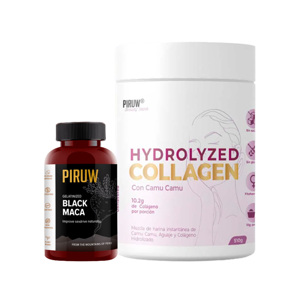Pack Piruw Colágeno Beauty Secret 510gr+Maca Negra 100 Cáps - Real Plaza