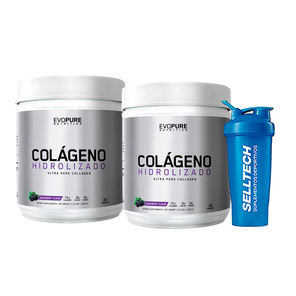 Pack Evopure Colagéno Hidrolizado 500gr Frutos Y Mora + Shaker - Real Plaza