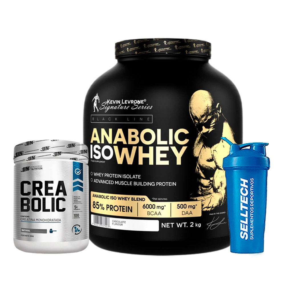 Pack Anabolic Iso Whey 2kg Snikers + Creabolic 500gr + Shaker - Real Plaza
