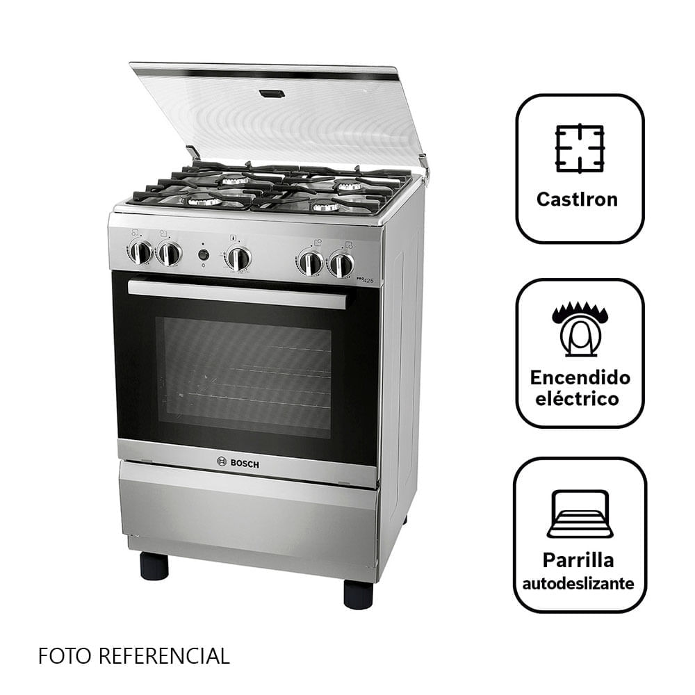 Cocina de pie Bosch a gas 24" PRO 425 Inoxidable - Real Plaza