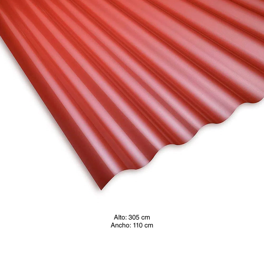 Techo UPVC Ondulado Rojo 1.5mm 3.05x1.10m Ondutech - Real Plaza